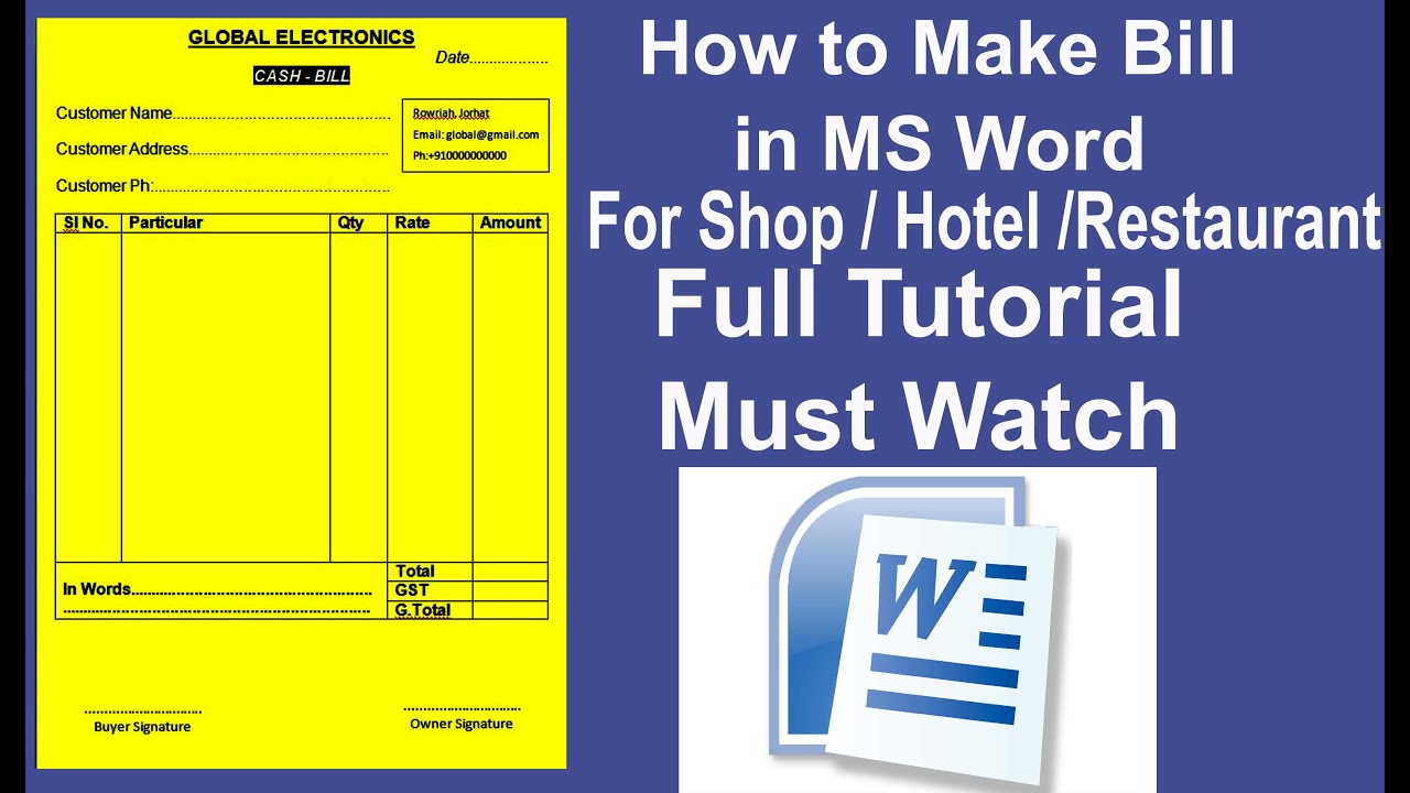 How to Make Shop Bill Book | MS Word | Easy Method | rinkurajbongshi ...