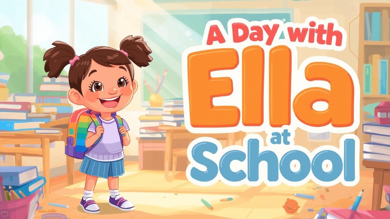 A Day with Ella at School 🎒 | 2-Minute Short Kids Story in English ...