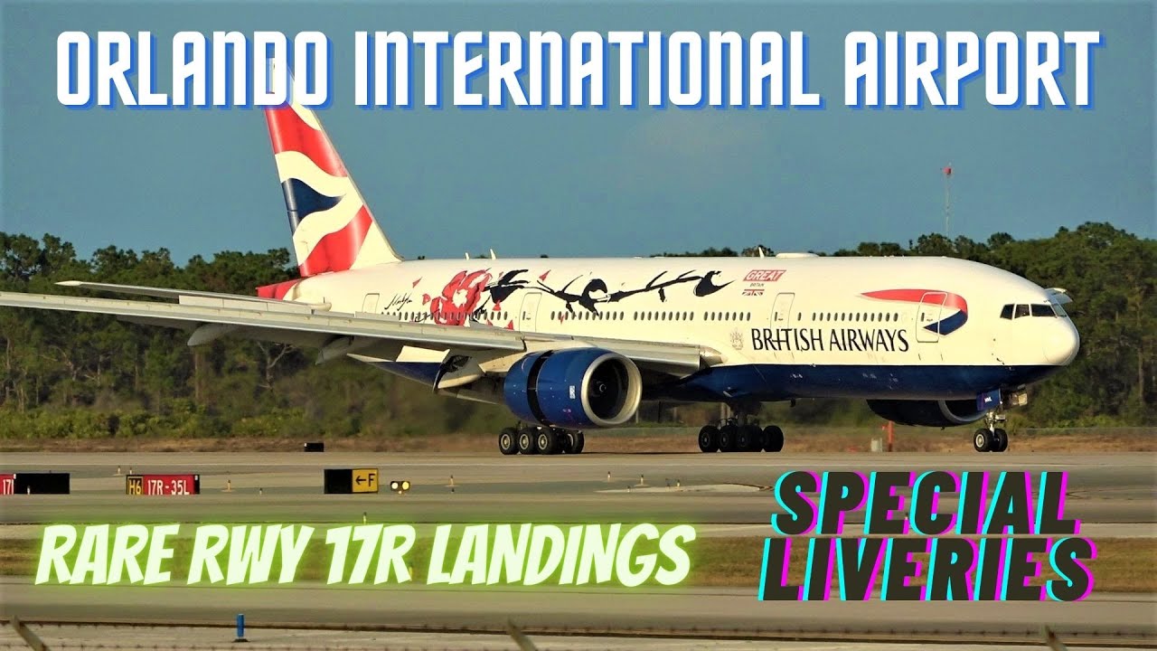 [4K] PLANE SPOTTING RARE RUNWAY 17R LANDINGS SPECIAL LIVERIES ORLANDO ...
