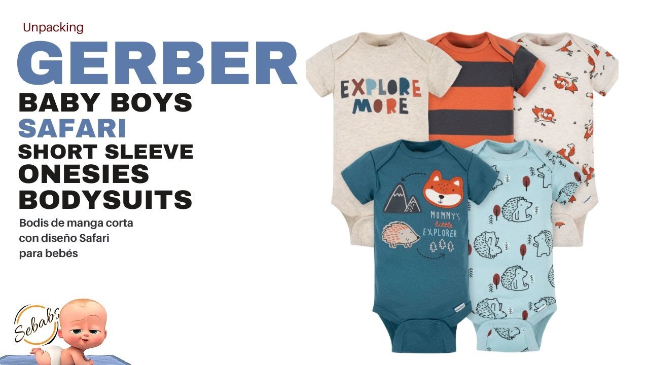 Baby esenciales GERBER 5 Pack Baby Boys Fox Short Sleeve Onesies Bodysuits/Bodis manga corta ...