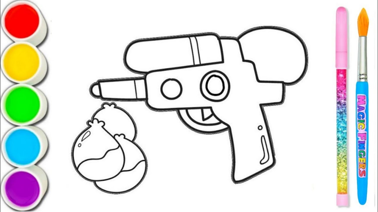 GUN Drawing, Painting, Coloring for Kids and Toddlers | Learn Drawing ...