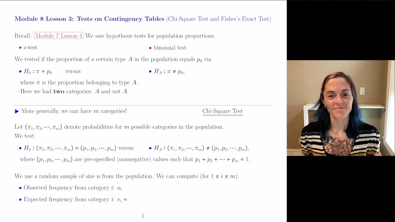Module 8 Lesson 3: Tests on Contingency Tables (lecture) - YouTube