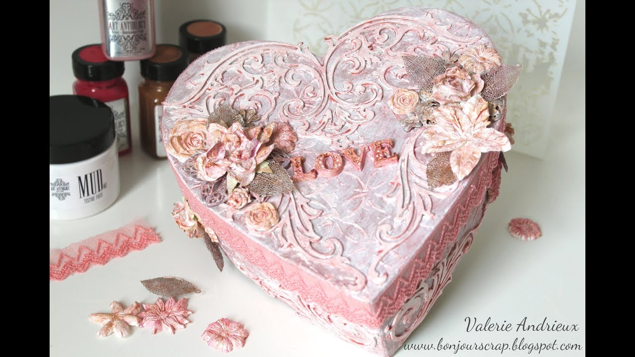 How to create a shabby altered heart box - YouTube