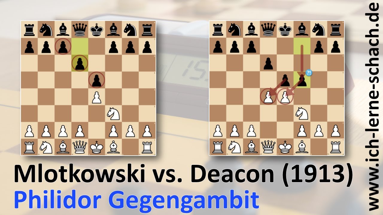 Mlotkowski vs. Deacon (1913, "Das Philidor Gegengambit.") - YouTube