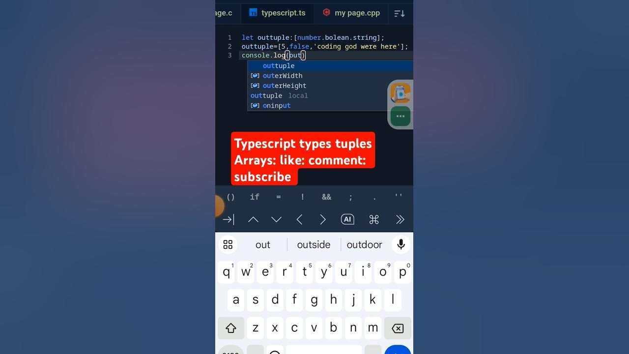 Typescript types tuples types Arrays #shorts #typescript #type #tuples #array #let #console # ...