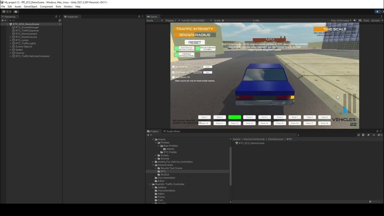 [Unity Tutorial] Using Electric Car Sounds with Realistic Traffic Controller - YouTube