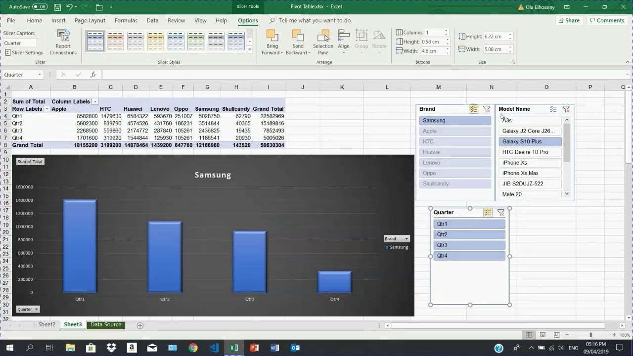 How To Create Pivot Table Part 4 Working With Slicer - YouTube