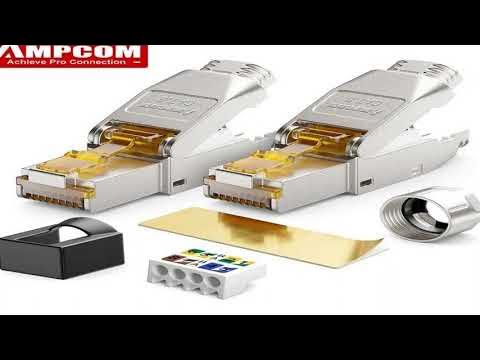 AMPCOM Toolless RJ45 Connector, CAT8/7A/7/6A/6 Tool free Reusable Termination Plugs Shield - YouTube