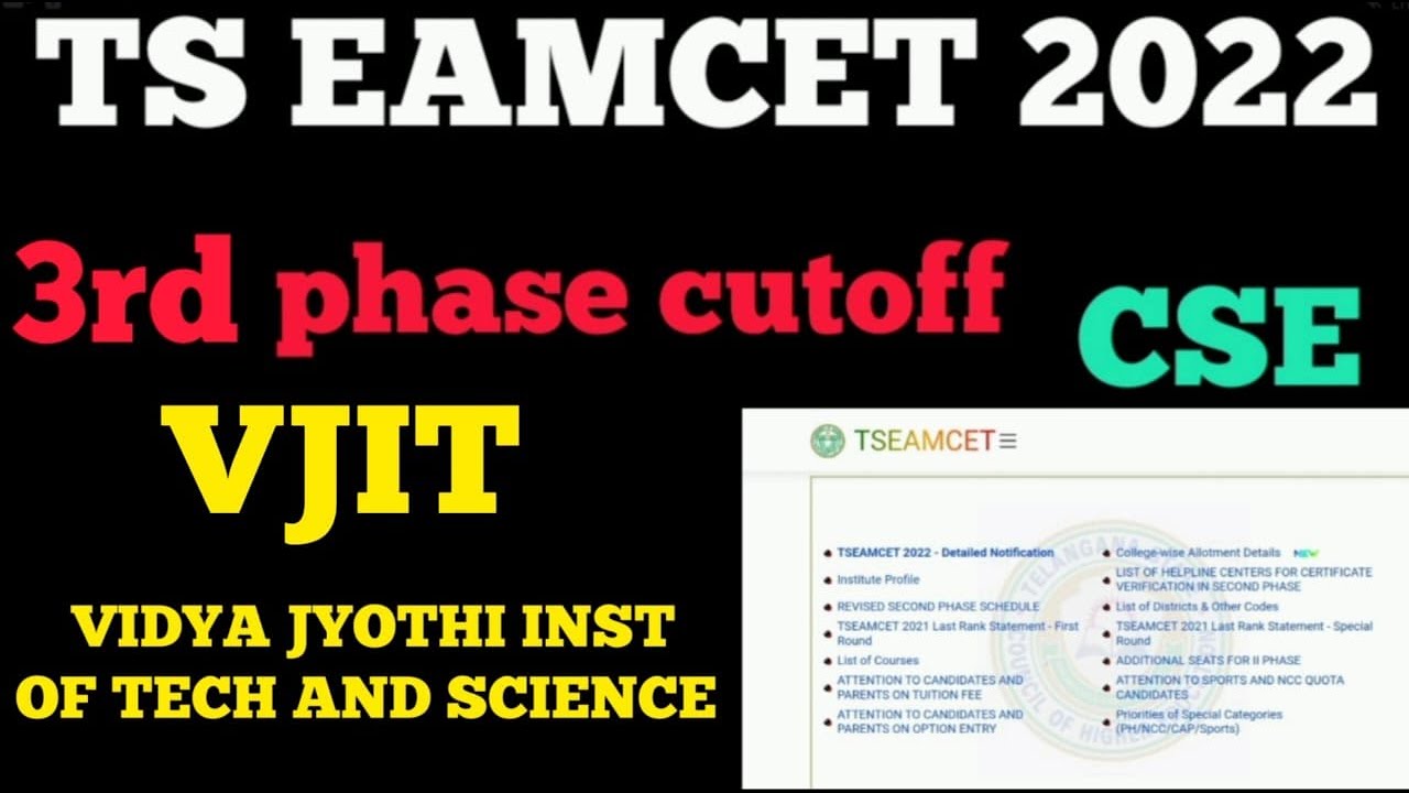 TS EAMCET 3RD PHASE VJIT VIDYA JYOTHI INST OF TECH AUTONOUMOUS CSE ...