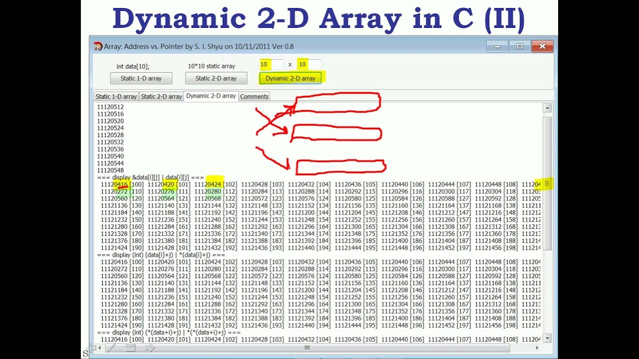 CH2_03_Address in Dynamic 2D Array - YouTube