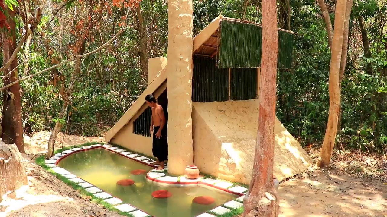 How to build mud house and Very Nice SWIMMING POOL - YouTube