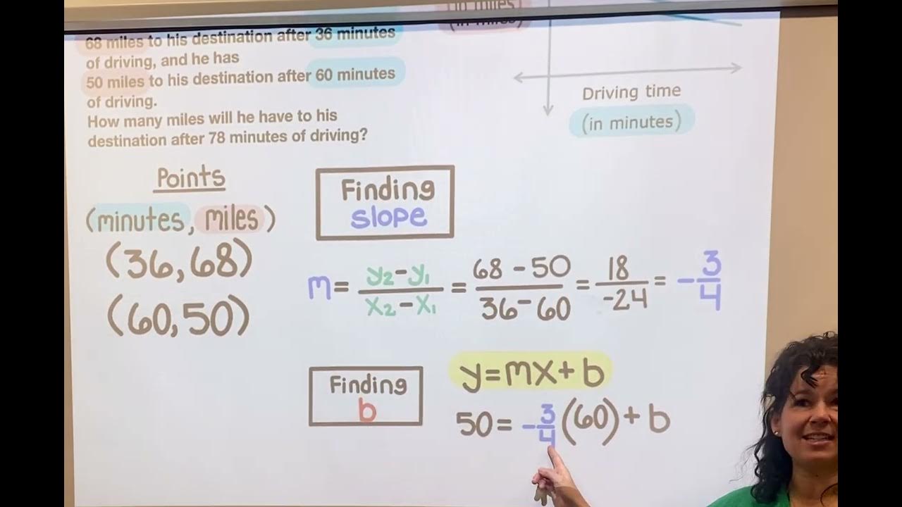 Application problems with linear functions, finding a coordinate given two points - YouTube