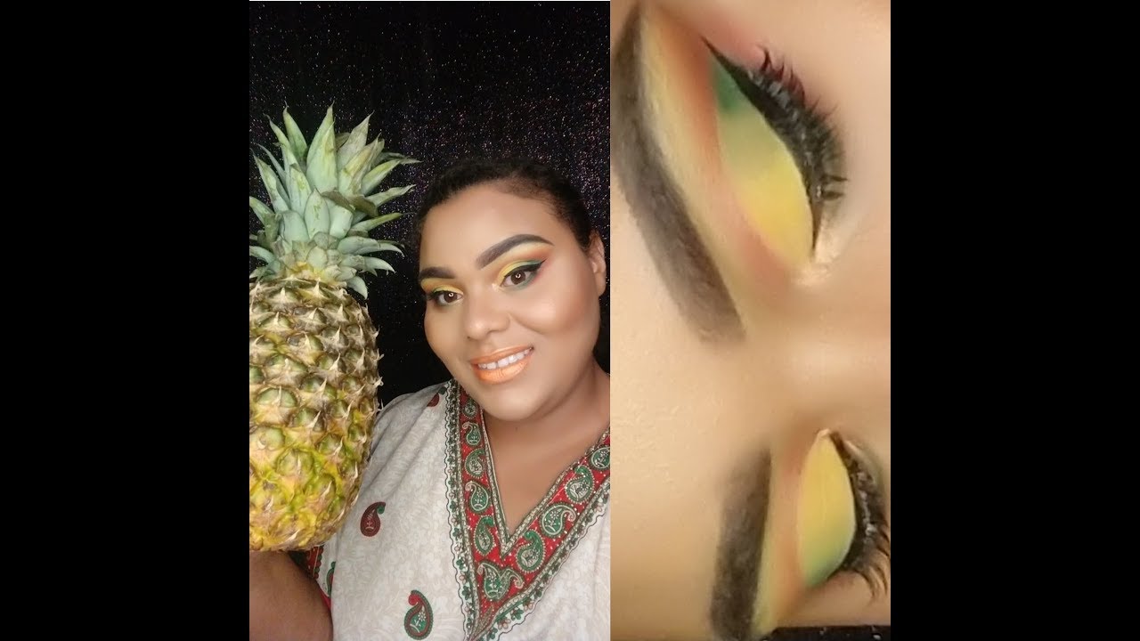 Pineapple Inspired Colorful Eyeshadow Makeup Look - YouTube