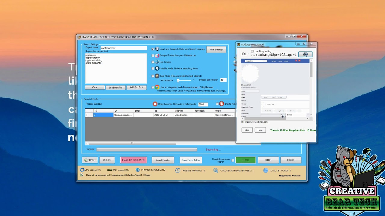 ASK Search Engine Scraping Software and Email Extractor by Creative Bear Tech - YouTube