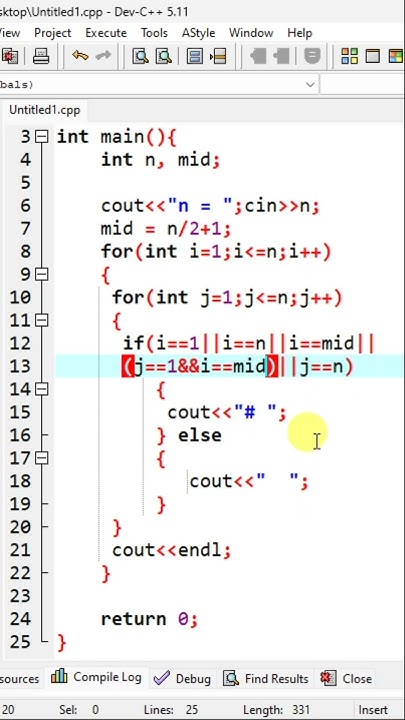 C++ pattern code. Pattern Programs Tutorial: Number 9. - YouTube