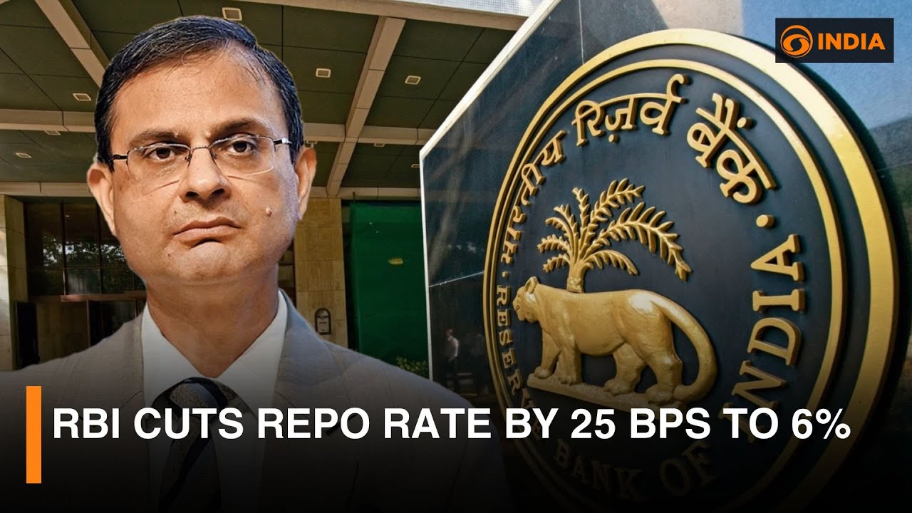 RBI cuts repo rate by 25 bps to 6% - YouTube
