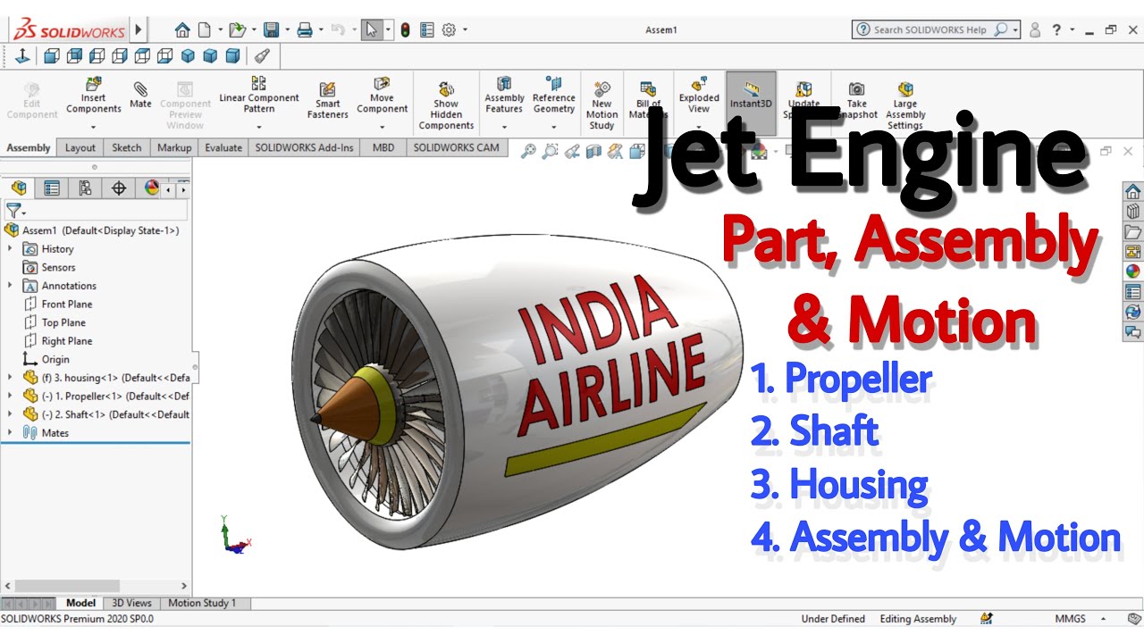 How to jet Engine in Solidworks || jet Engine in Solidworks @cad__tech ...