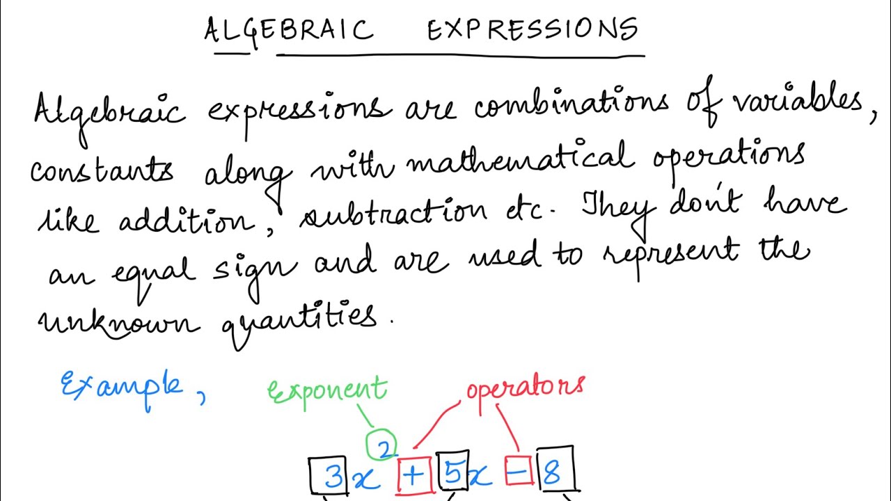 ALGEBRAIC EXPRESSIONS: CONCEPTS WITH EXAMPLES - YouTube