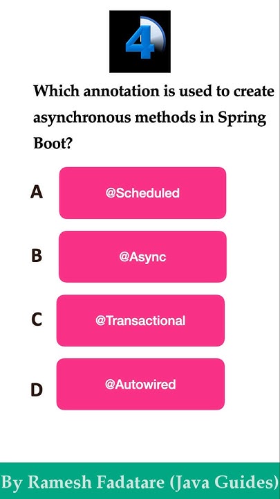 Spring Boot Quiz 27 - Which annotation is used to create asynchronous methods in #springboot # ...
