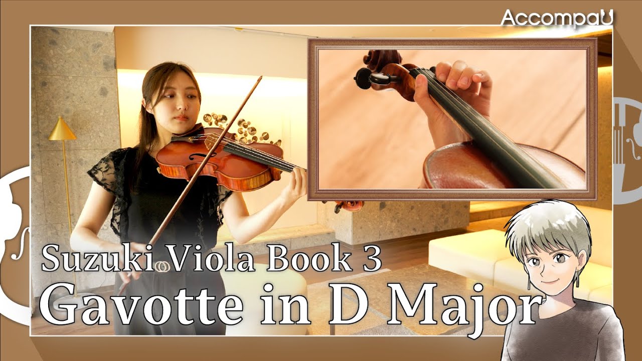 Gavotte in D Major | J.S.Bach | Suzuki Viola Book 3【Practice Version ...