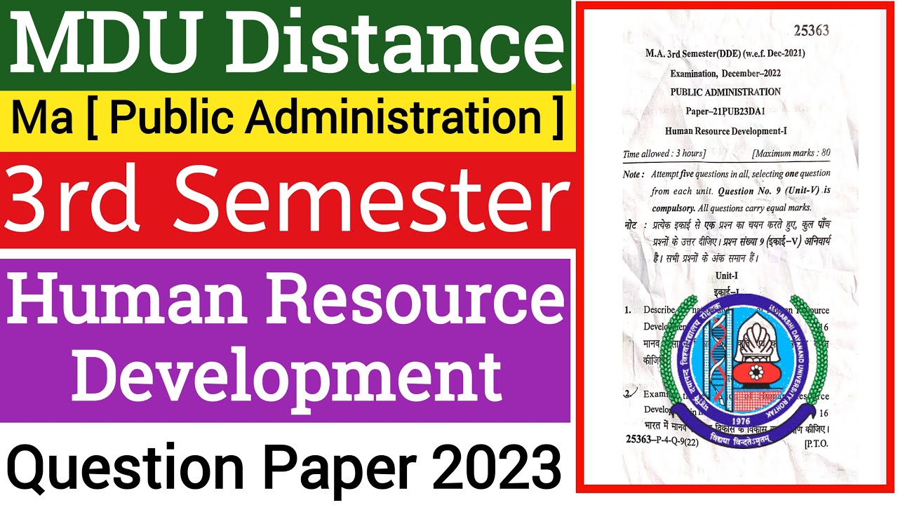 Mdu Ma Distance Human Resource Development 3rd Semester Question Paper ...