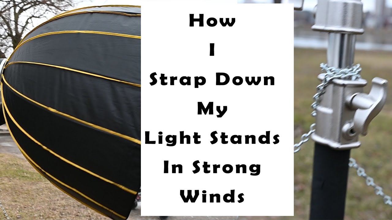 How I strap down my light stand in strong winds ( sand bags don't work ...