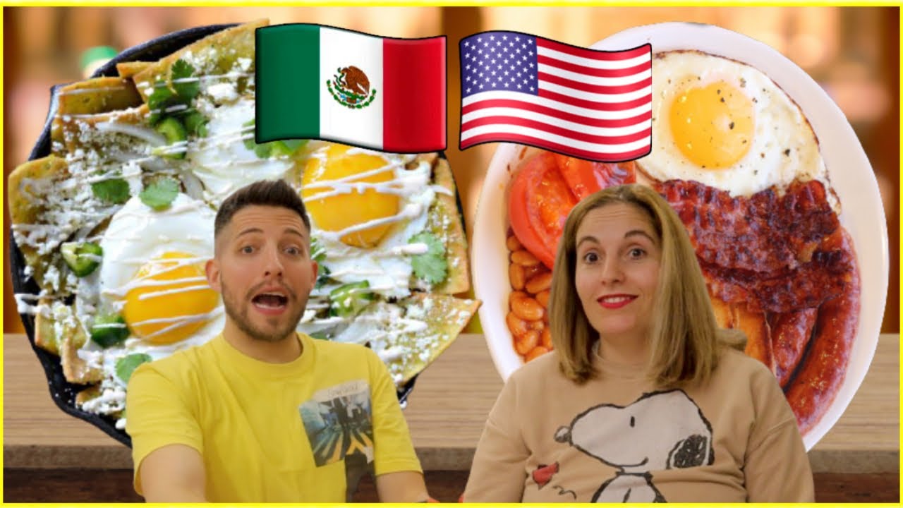 DESAYUNO MEXICANO vs DESAYUNO GRINGO 🇲🇽🇺🇸 ESPAÑOLES REACCIONAN A COMIDA ...