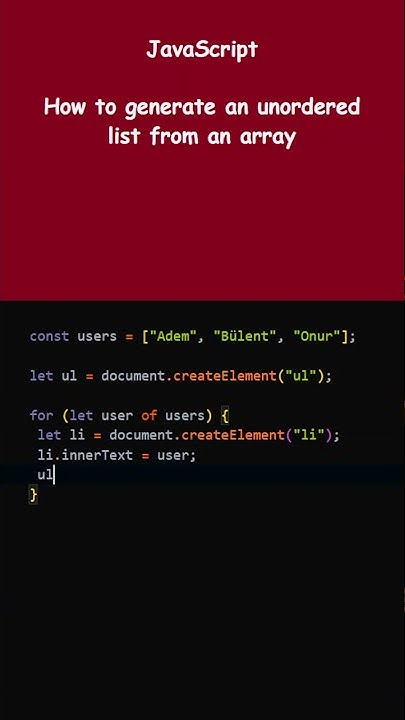 JavaScript: How to generate an unordered list from an array? - YouTube