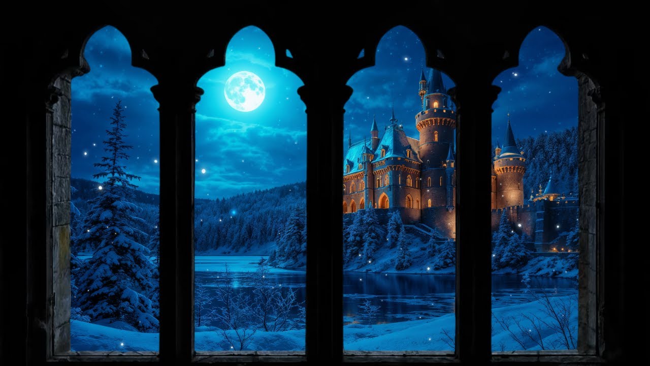 Hogwarts Window View – Magical Night Ambience (Harry Potter window ...