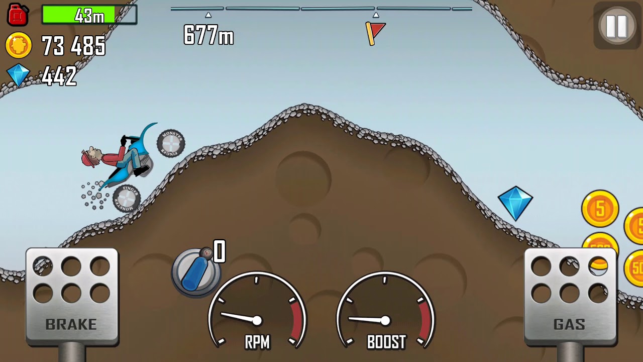 Hill climb racing gameplay - Cave stage with Motocross bike - YouTube