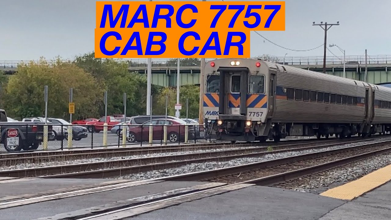 MARC 7757 Cab car rolls into Brunswick yard and gives a horn show ...