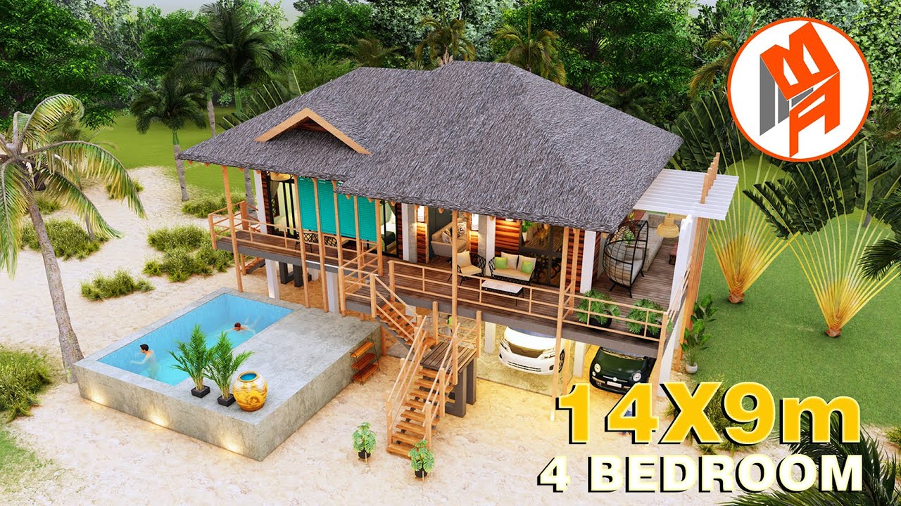 A Dreamy Elevated "BEACH" House - 4 bedroom w/ Pool - YouTube