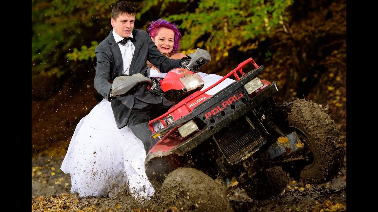 Trashing the wedding dress on an ATV - YouTube