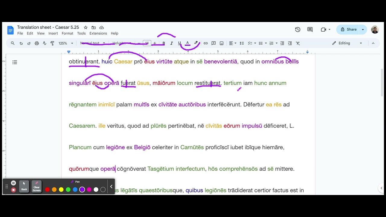 Translation sheet - Caesar 5.25 - Google Docs - YouTube