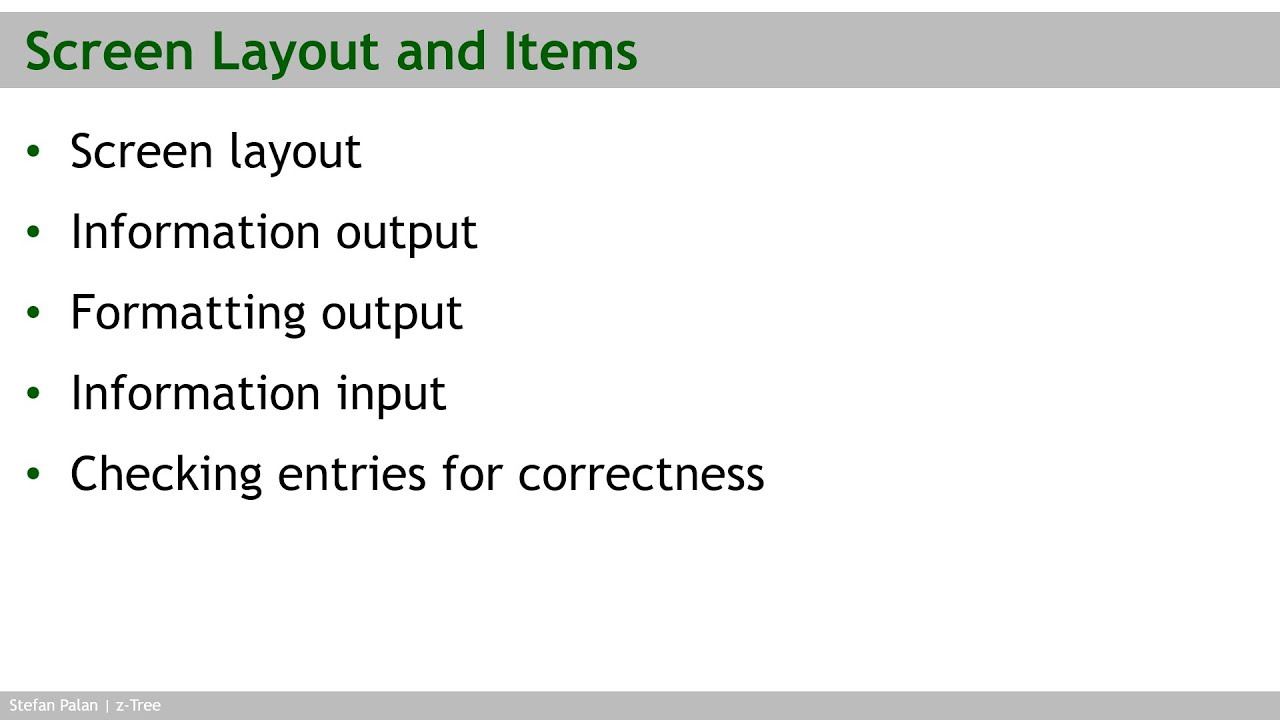 Screen layout | z-Tree online course - YouTube