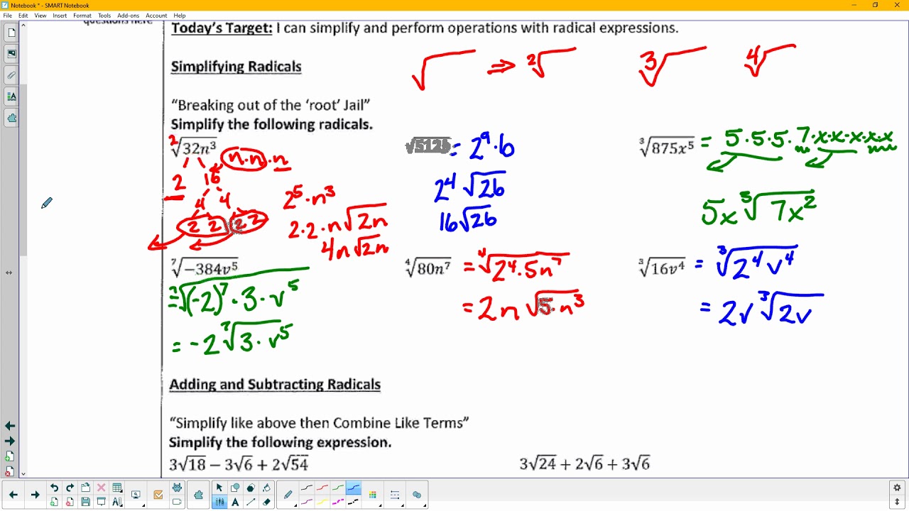 Day 3 - Radicals and Rational Exponents - UPWARD BOUND ADVANCED MATH ...