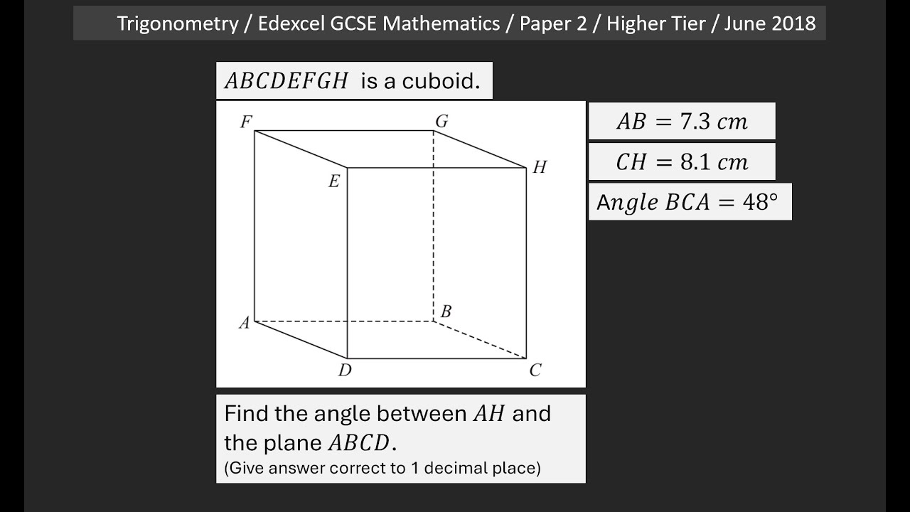 Trigonometry / Edexcel GCSE Mathematics / Paper 2 / Higher Tier / June ...