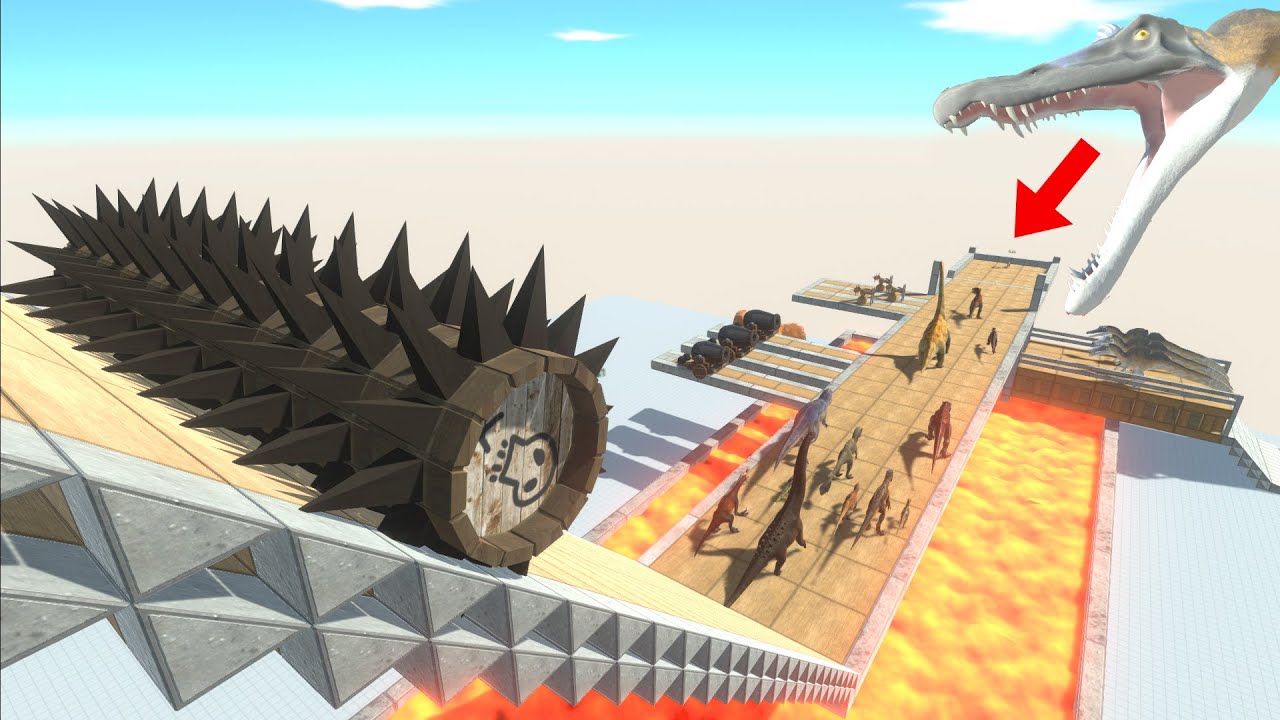 Carnivore & Herbivore Dinosaurs in escape from the Obstacle Spike ...