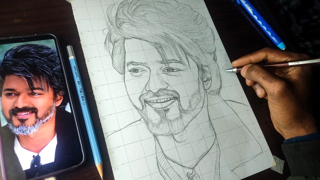How to Draw Vijay Thalapathy || Actor Vijay Thalapathy Drawing ...