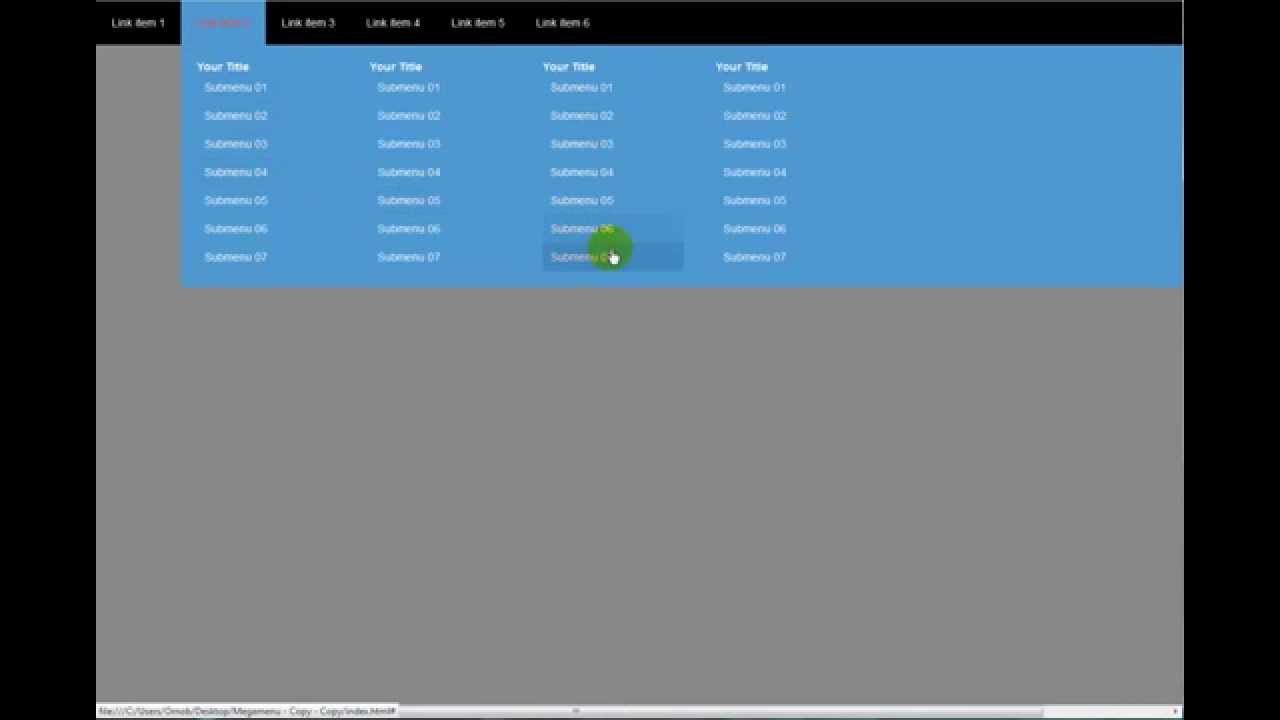 Css3 Dropdown Mega Menu Tutorial Learning Code Youtube