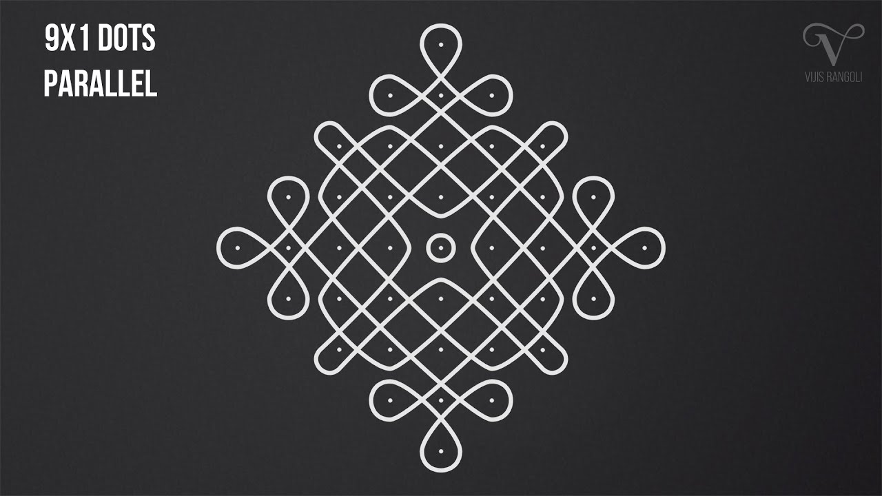 9X1 Dots Beautiful and Unique Sikku Kolam With Easy To Follow Steps - 9 ...
