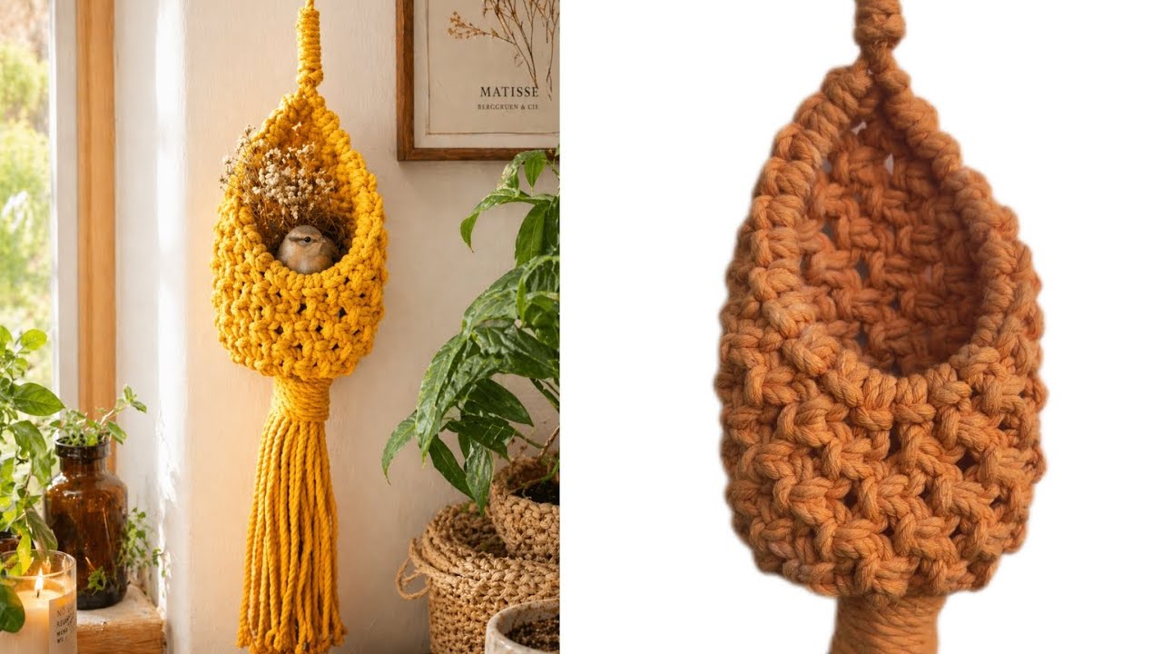 Diy Macrame pod tutorial |small plant hanger | Easy steps for beginners ...