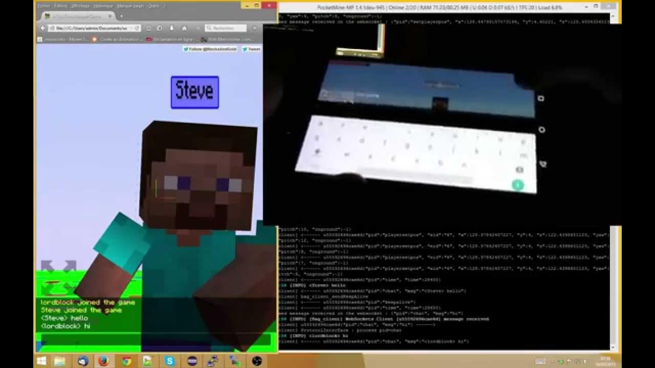 HTML5 Client + Minecraft PE + PocketMine server Demo - YouTube