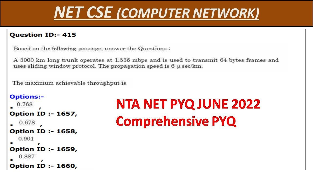 PYQ OF JUNE 2024 | Sliding Window Protocol Numerical PYQ | NTA NET JUNE 2024 | UGC NET JRF EXAM ...