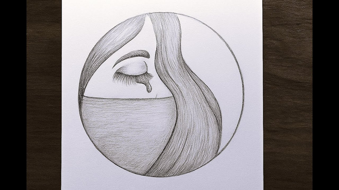 Crying Girl Drawing || Circle Girl Drawing for Beginners || step by ...