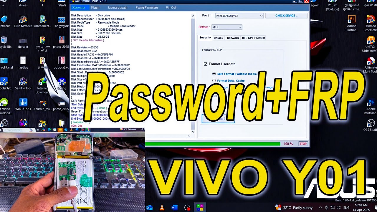 VIVO Y01 Password+FRP ISP MK EMMC PLUS V3 1 100% - YouTube