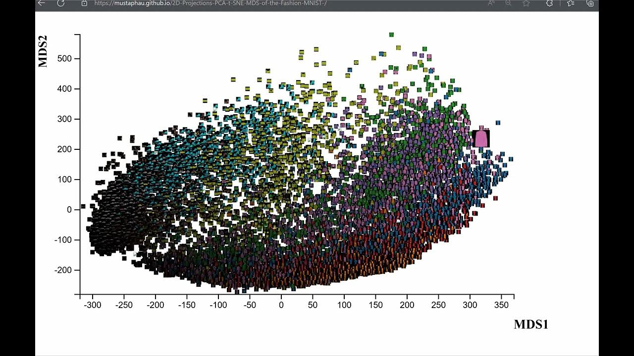 PCA, t-SNE, and MDS: 2D Projections of fashion MNIST Visualization implemented with D3.js - YouTube
