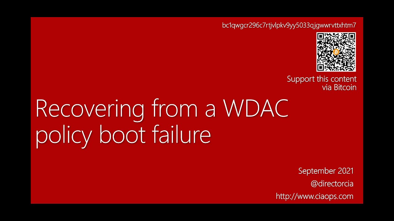 Recovering from a WDAC boot failure - YouTube