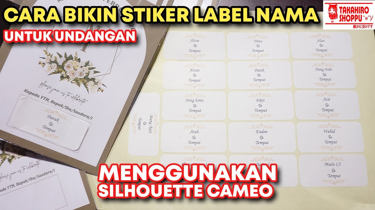 CARA BIKIN STIKER LABEL NAMA UNDANGAN PAKAI SILHOUETTE CAMEO - YouTube