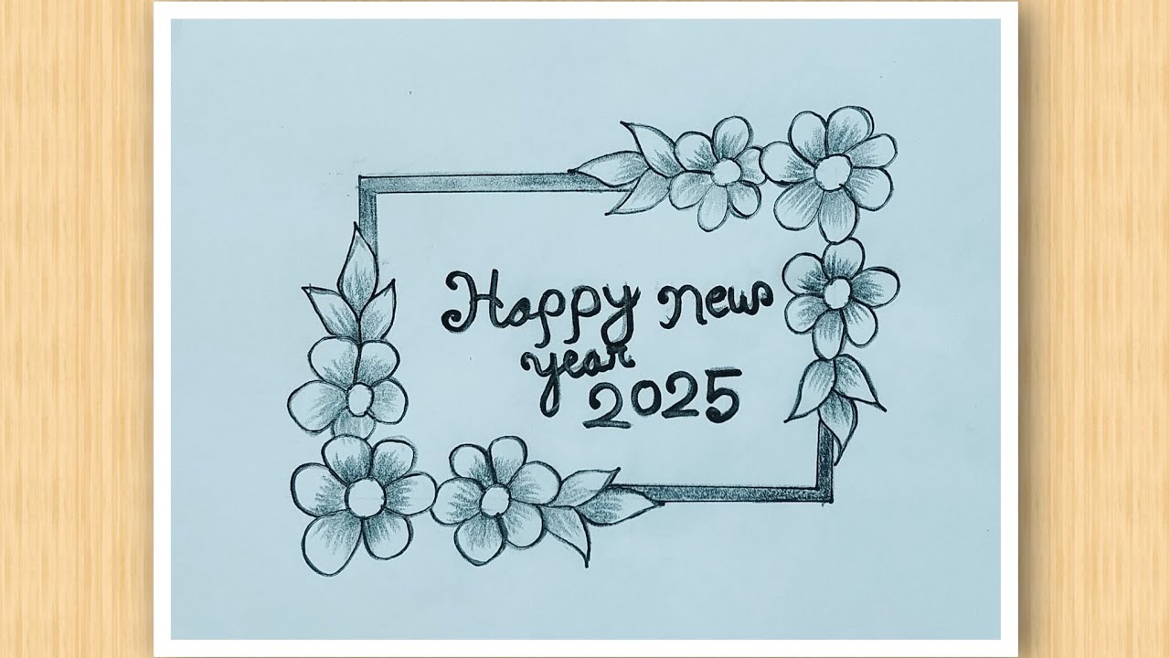 Happy New Year 2025 Drawing - pencil sketch / 2025 New year Scenery ...